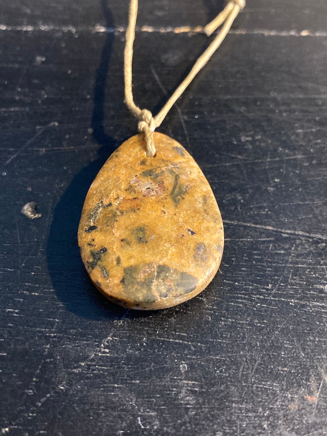 Breccia rhyolite teardrop stone necklace. | Etsy