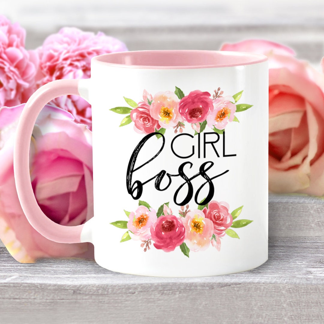Girl Boss Mug With Flowers, Custom Mug, Floral Mug, Lady Boss, Boss ...