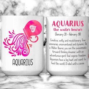 Aquarius Zodiac Sign Mug - Water Bearer Symbol & Description (january ...