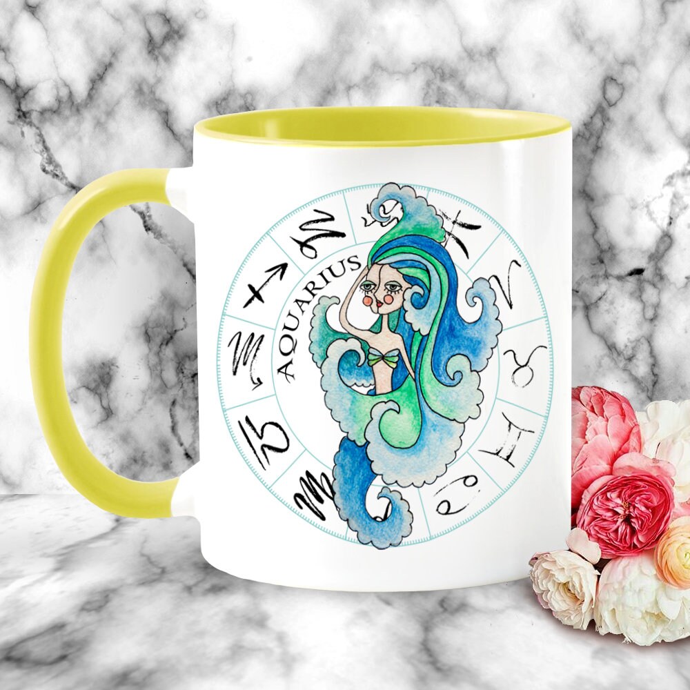 Aquarius Zodiac Sign Mug Water Bearer Symbol january 20 | Etsy