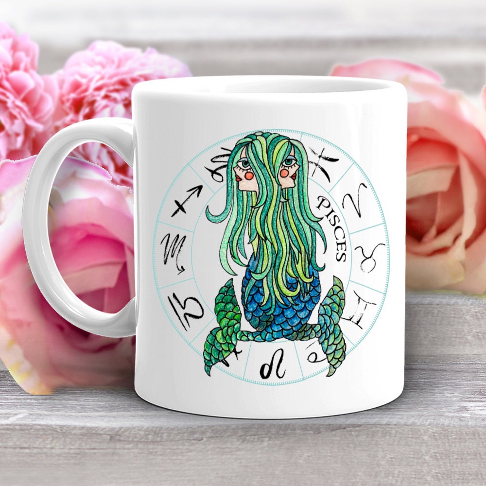 Pisces Zodiac Sign Mug the Fish Symbol february 19 March - Etsy