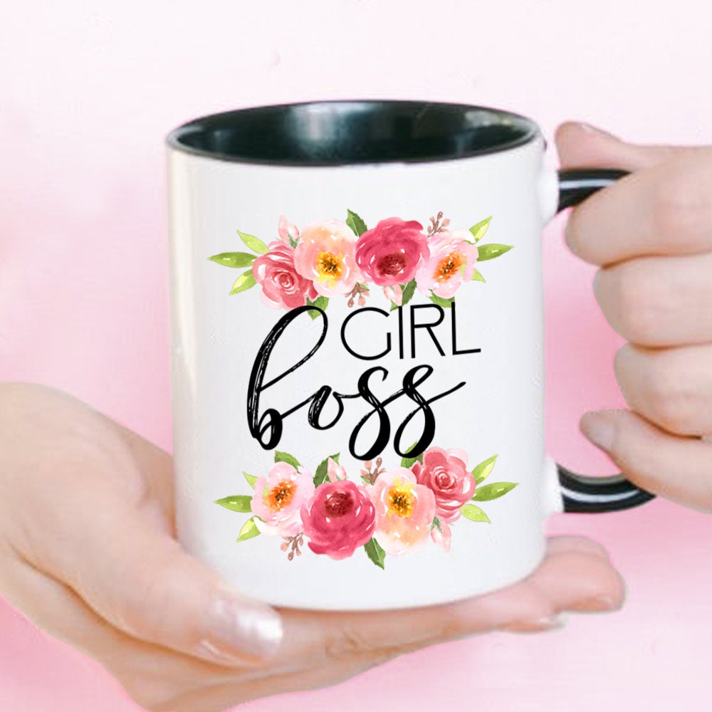 Girl Boss Mug With Flowers, Custom Mug, Floral Mug, Lady Boss, Boss ...