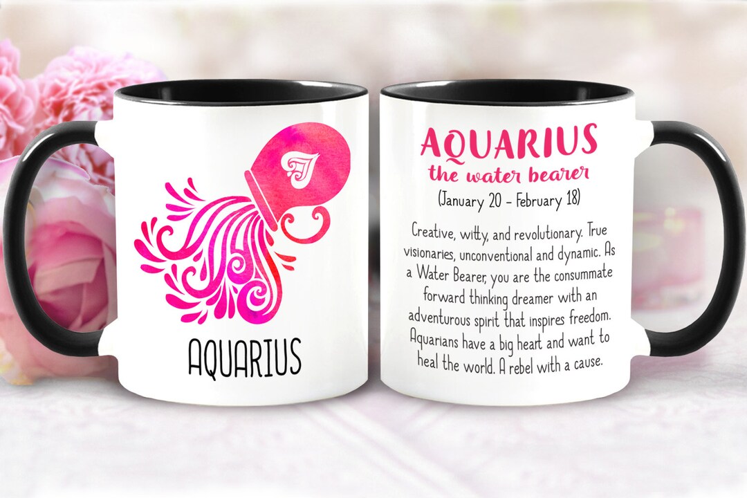 Aquarius Zodiac Sign Mug - Water Bearer Symbol & Description (january ...