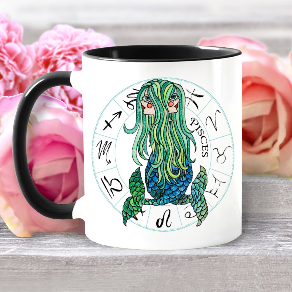 Pisces Zodiac Sign Mug the Fish Symbol february 19 March - Etsy