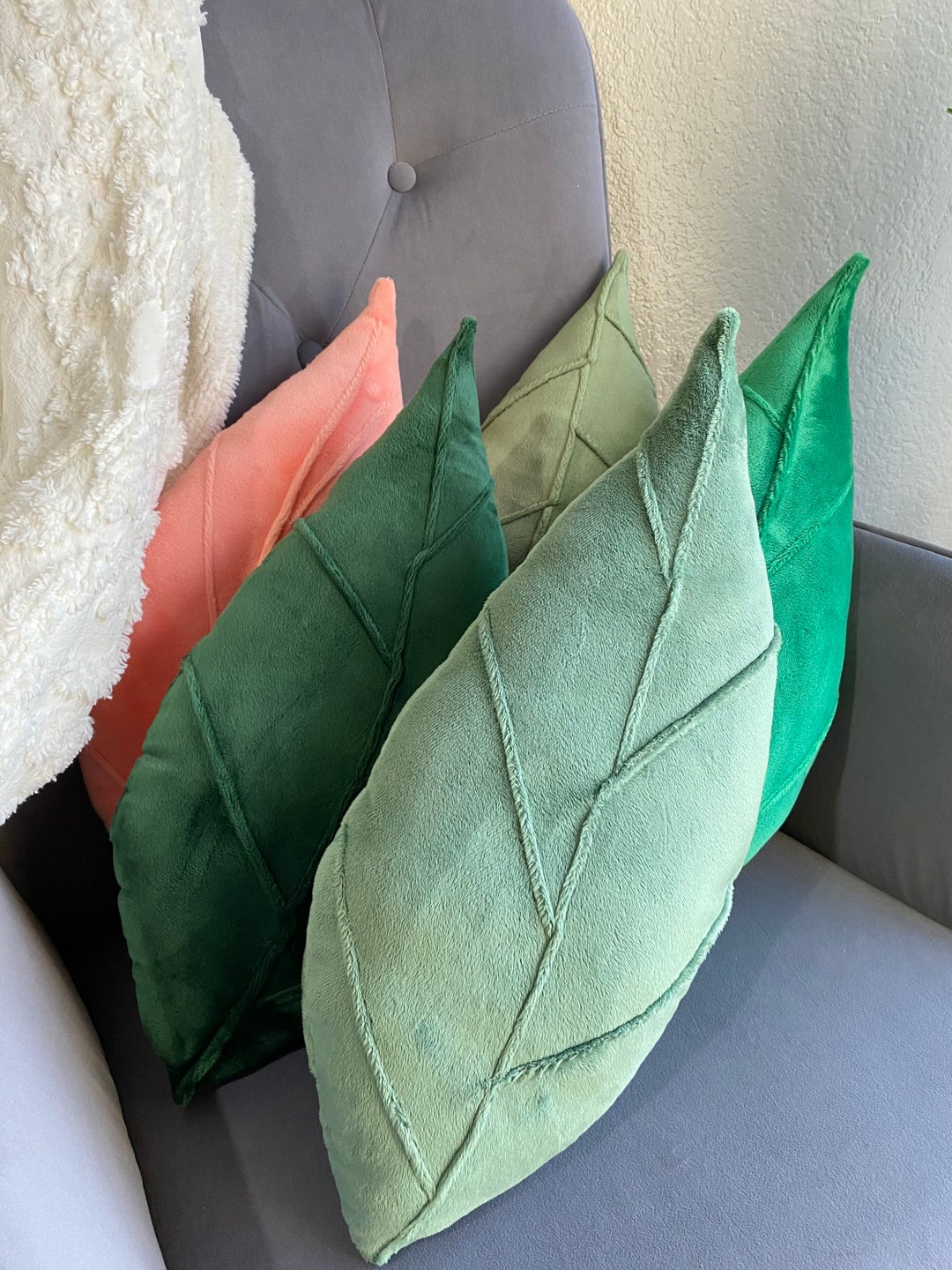 Leaf Shaped Pillow, Leaf Cushion, Neutral Nursery, Jungle Decor, Plant ...