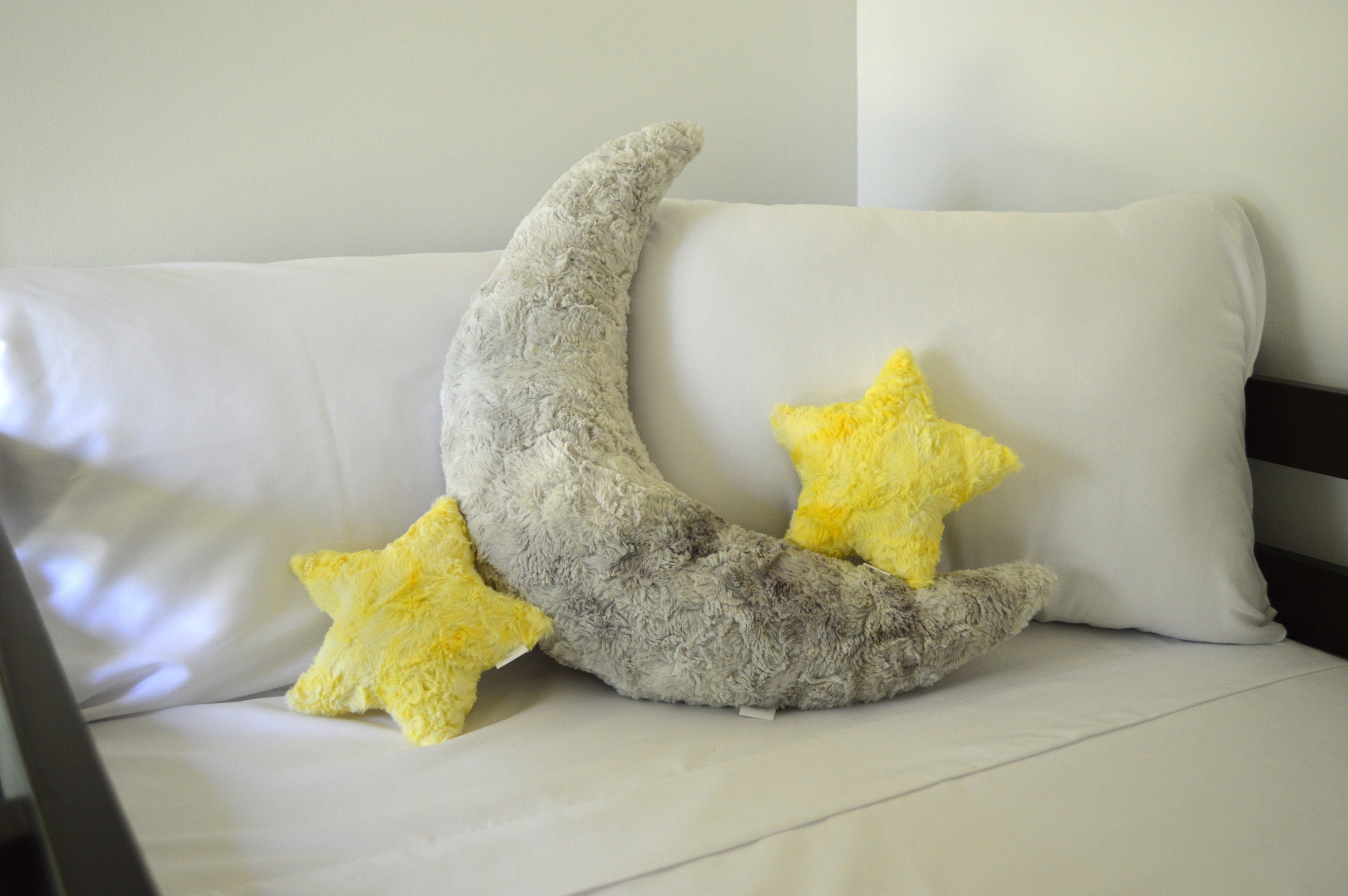 Large Gray Moon Pillow Moon Pillow Moon Shaped Pillow - Etsy