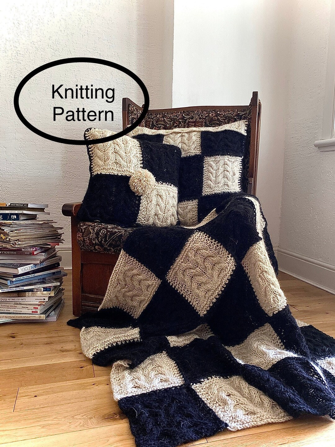 PDF Knitting Pattern in English Only.chess Afghan and Cushion Covers ...