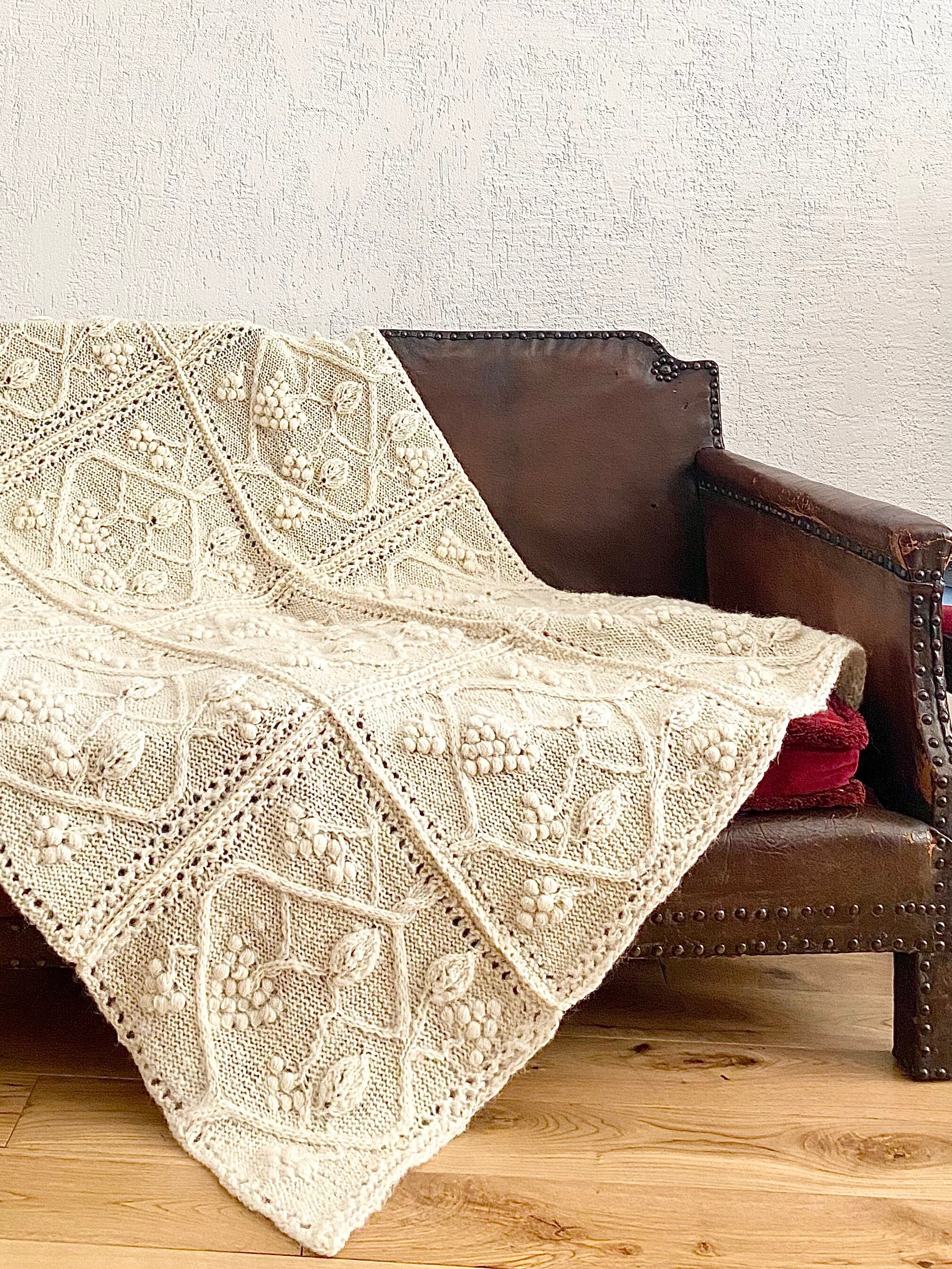 Vine Trellis Afghan Hand Knitted From Farmers Wool.rustic,countryside ...