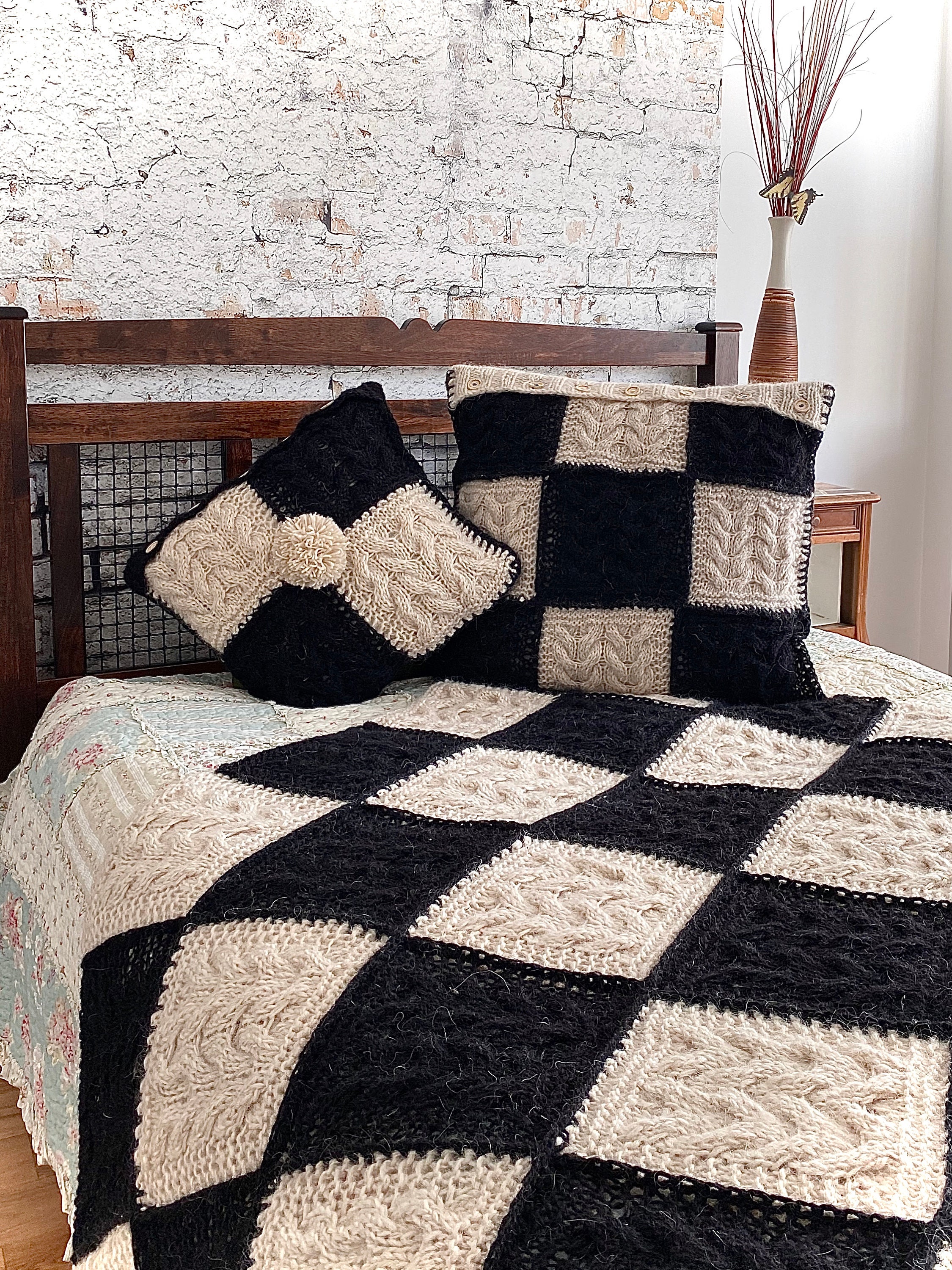 PDF Knitting Pattern in English Only.chess Afghan and Cushion Covers ...