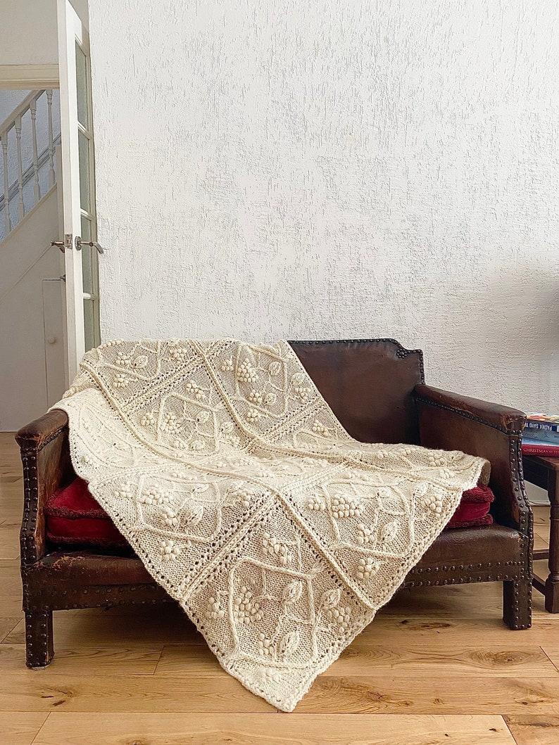 Vine Trellis Afghan Hand Knitted From Farmers Wool.rustic,countryside ...