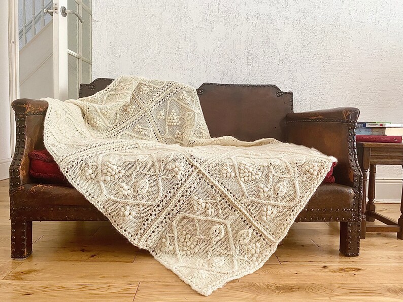 Vine Trellis Afghan Hand Knitted From Farmers Wool.rustic,countryside ...