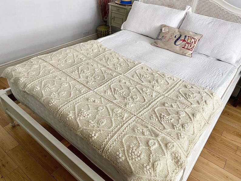 Vine Trellis Afghan Hand Knitted From Farmers Wool.rustic,countryside ...