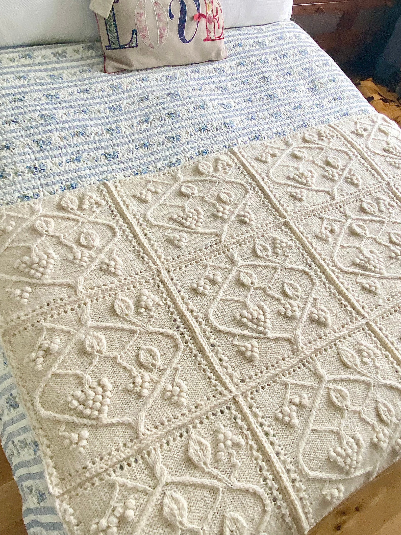 Vine Trellis Afghan Hand Knitted From Farmers Wool.rustic,countryside ...