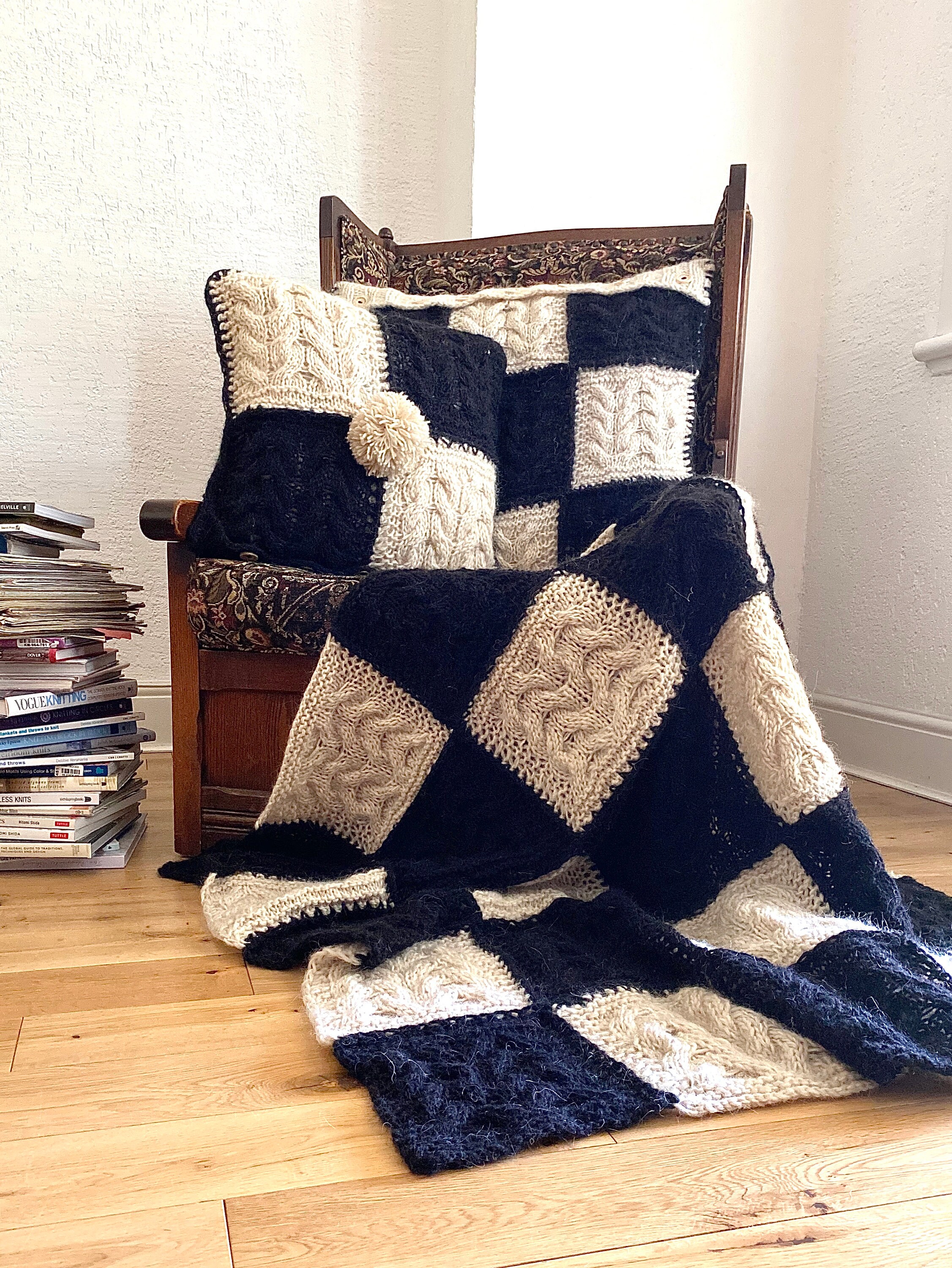 PDF Knitting Pattern in English Only.chess Afghan and Cushion Covers ...