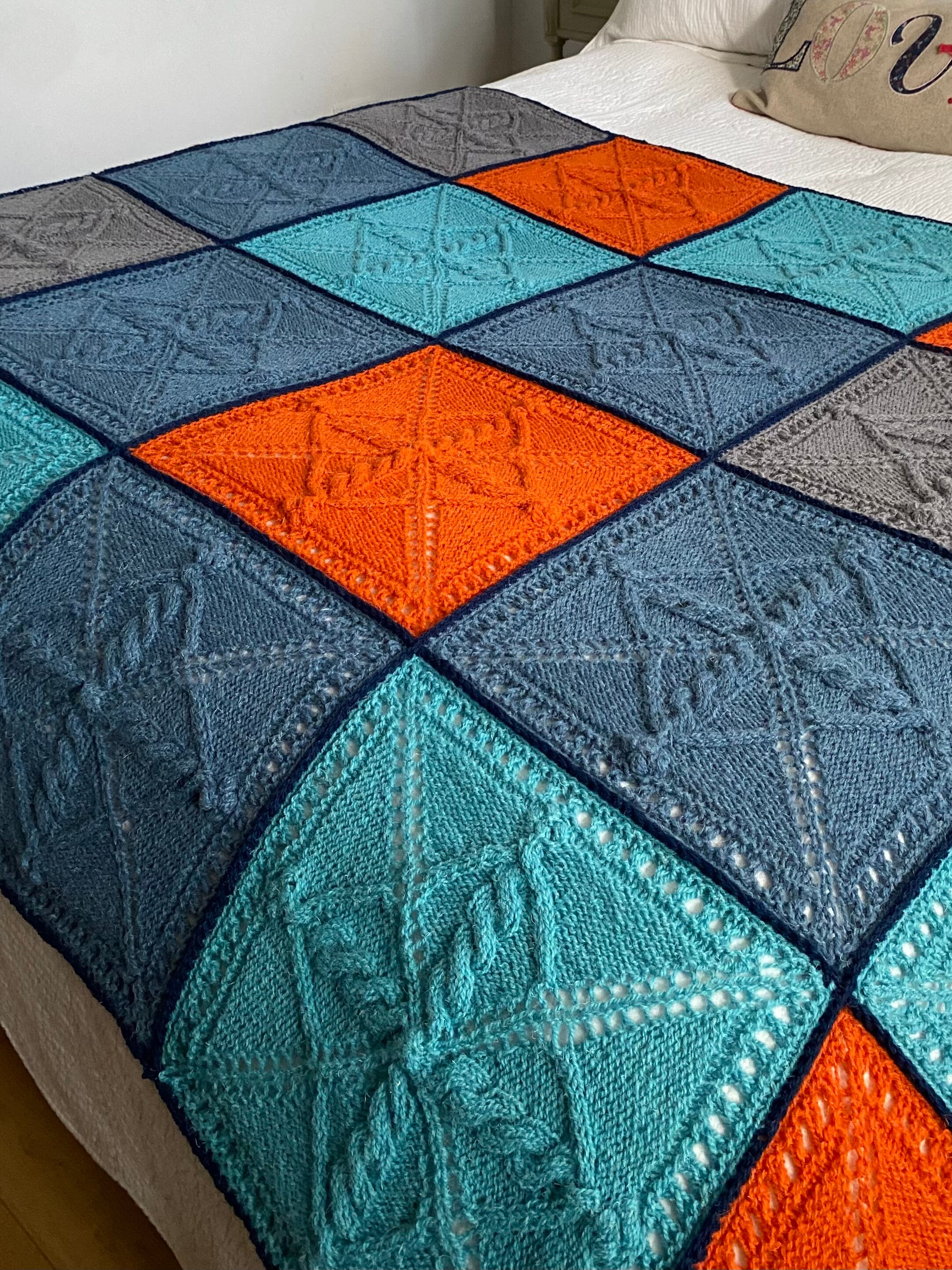 PDF Knitting Pattern Only.cabled Patchwork Afghan.hand Knitted - Etsy