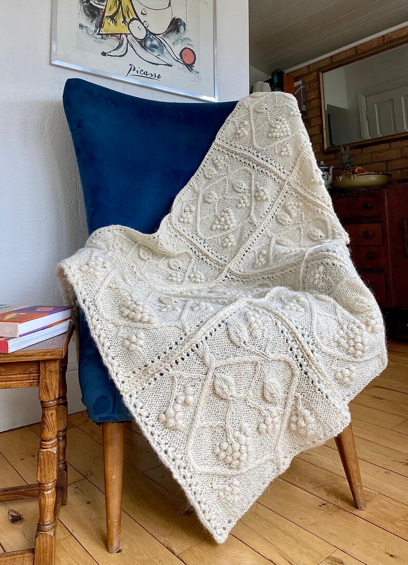 Vine Trellis Afghan Hand Knitted From Farmers Wool.rustic,countryside ...
