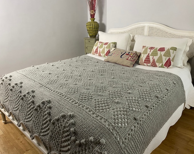 Vine Trellis Afghan Hand Knitted From Farmers Wool.rustic,countryside ...