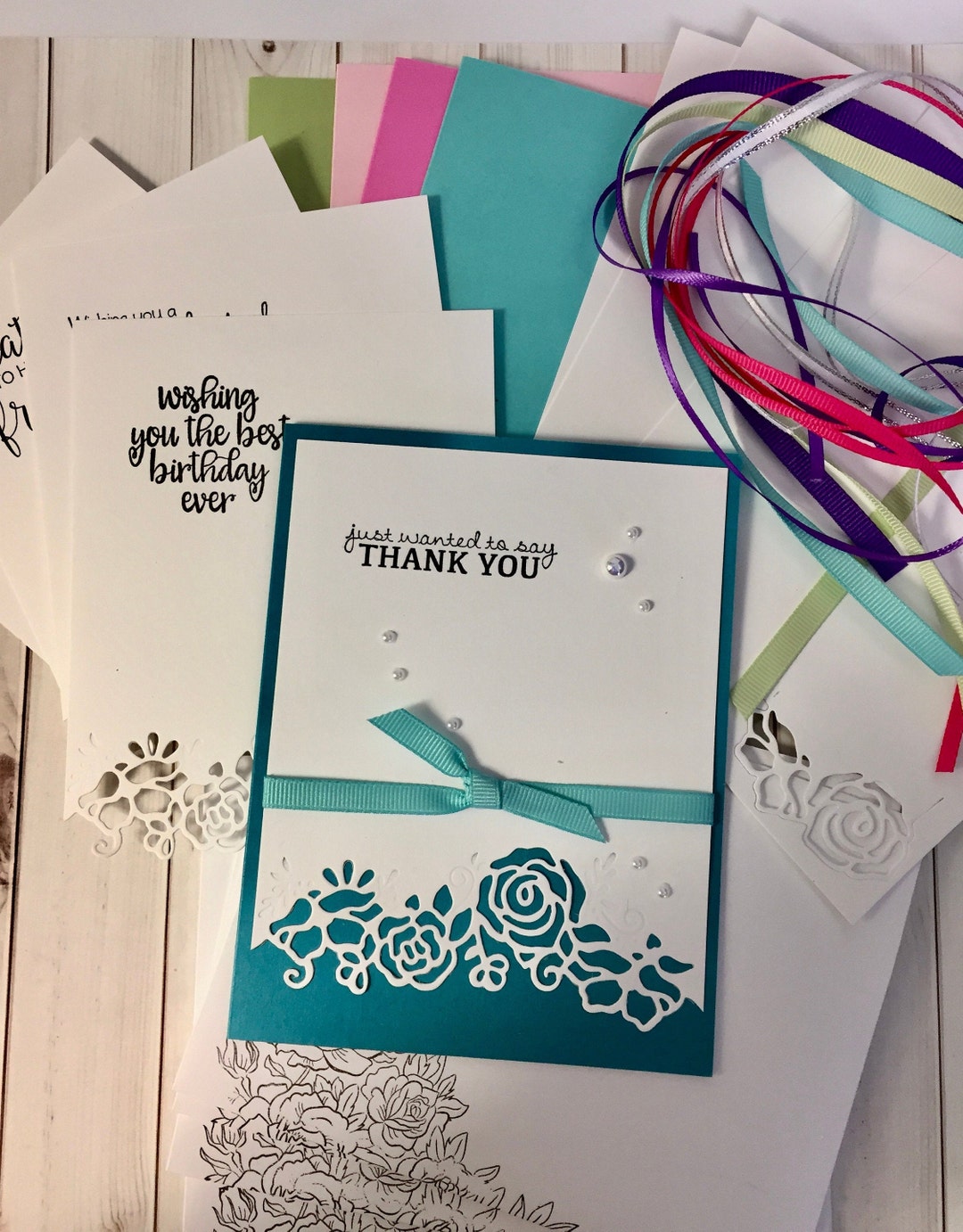 Handmade Card Kit, Stamped Card Kit, Die Cut Card Kit, Stampin up Card ...