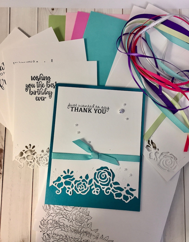 Handmade Card Kit Stamped Card Kit Die Cut Card Kit Stampin - Etsy