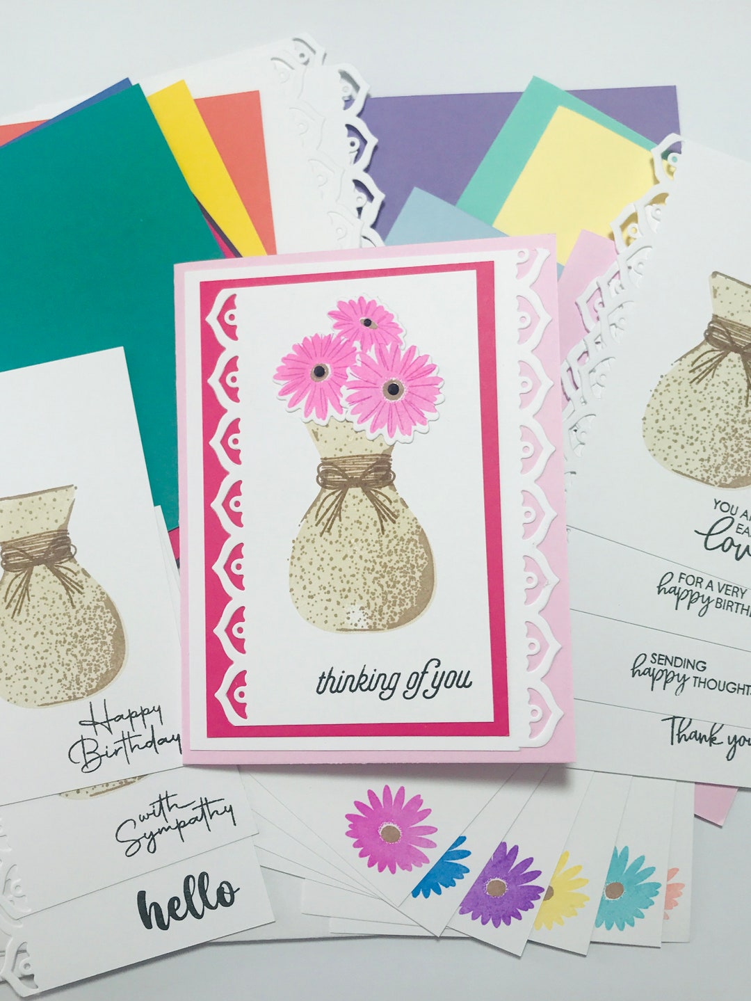 DIY Card Making Kit: Vase & Flowers, Custom All Occasion Sentiments - Etsy