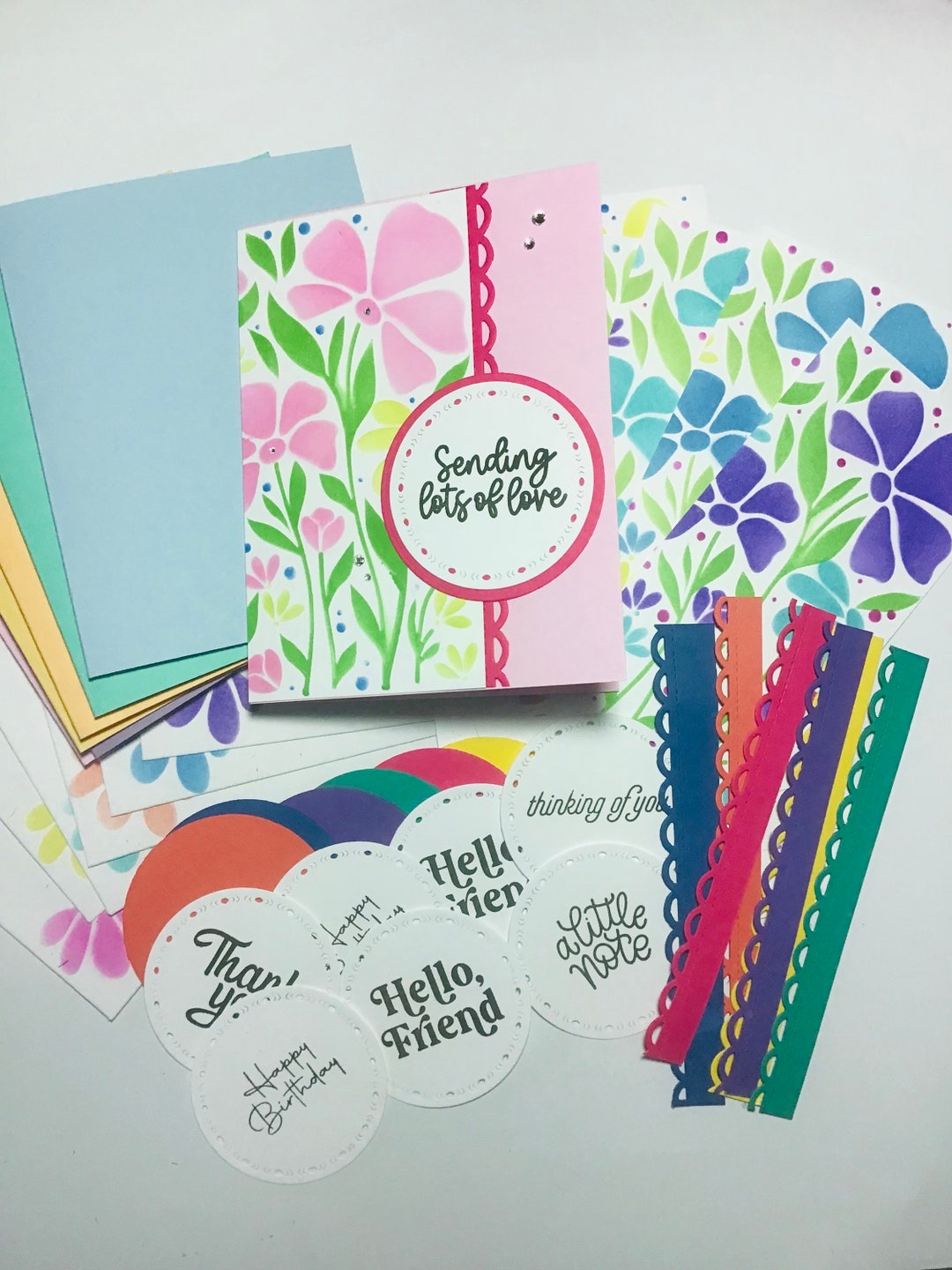 DIY Card Making Kit: Floral Stencil, Custom All Occasion Sentiments - Etsy