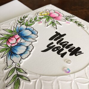 Handmade Card, Stamped Card, Hand Colored Card, Custom Card, Thank You ...