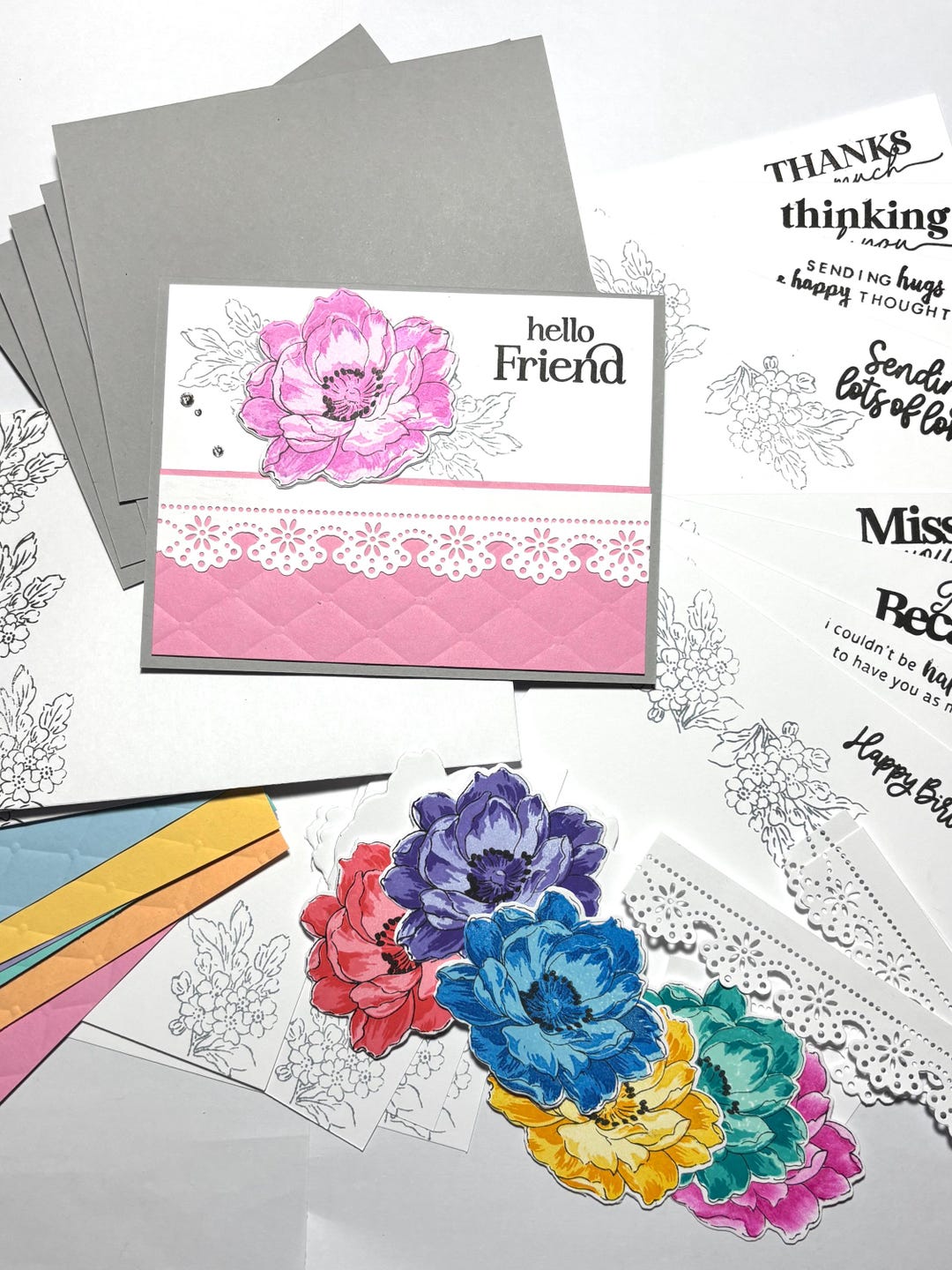 Handmade Card, DIY Card Kit, Card Kit, Stamped Card, Layered Card Kit ...
