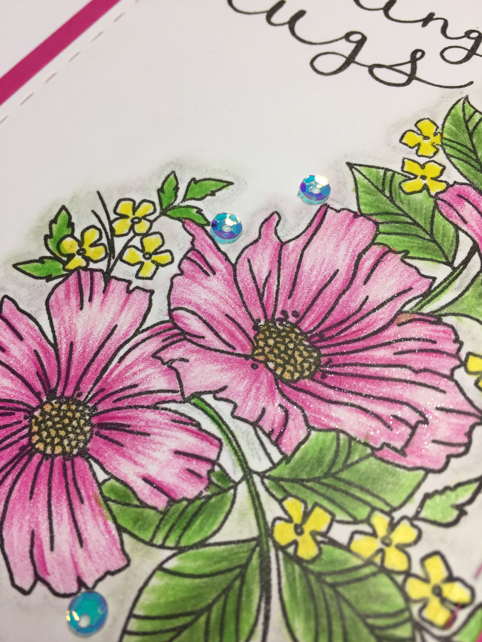 Handmade Card Stamped Card Hand Colored Card Floral Card - Etsy