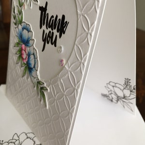 Handmade Card, Stamped Card, Hand Colored Card, Custom Card, Thank You ...