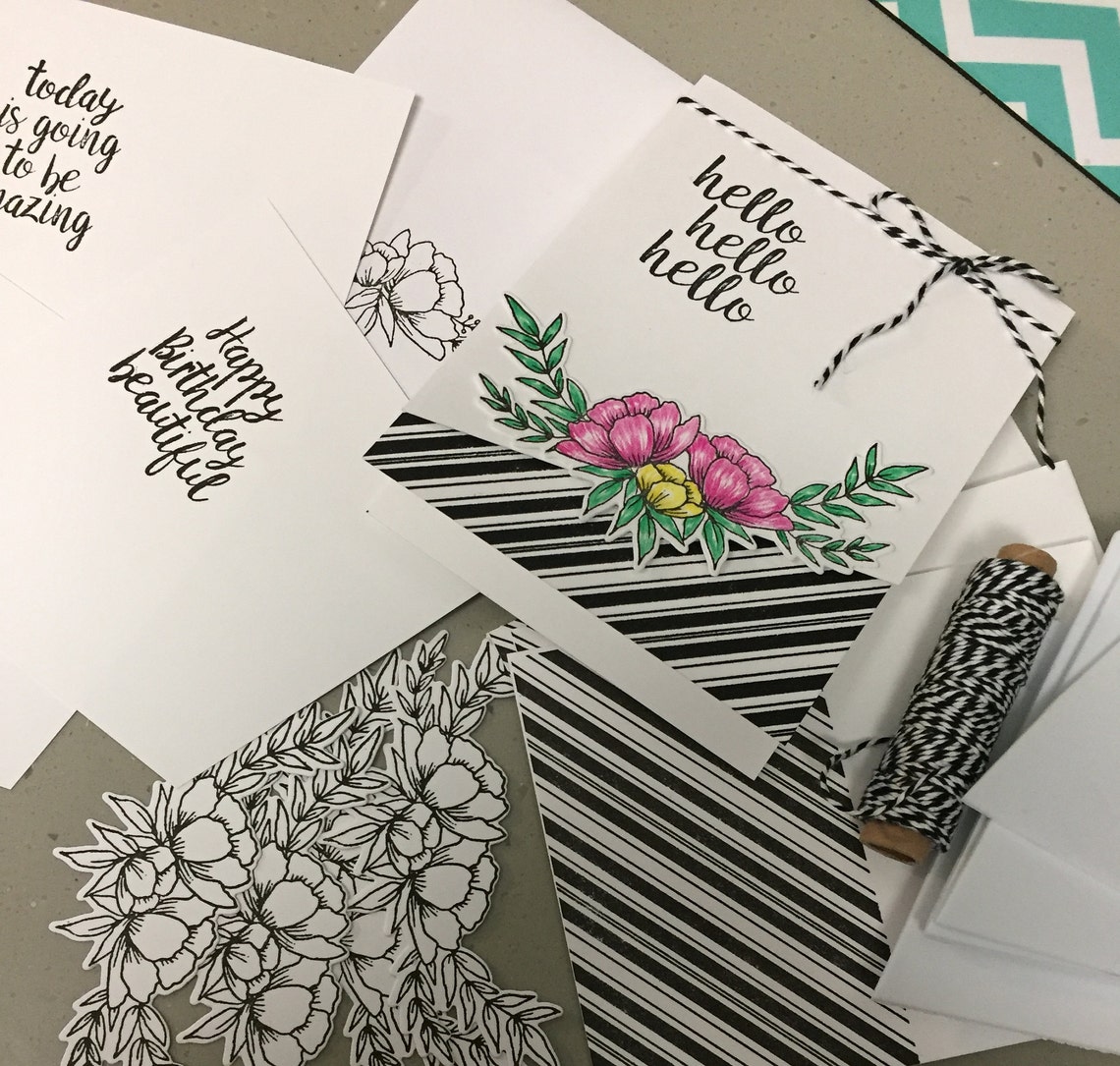 Handmade Card Kit Stamped Card Kit Custom Card Kit DIY Card - Etsy