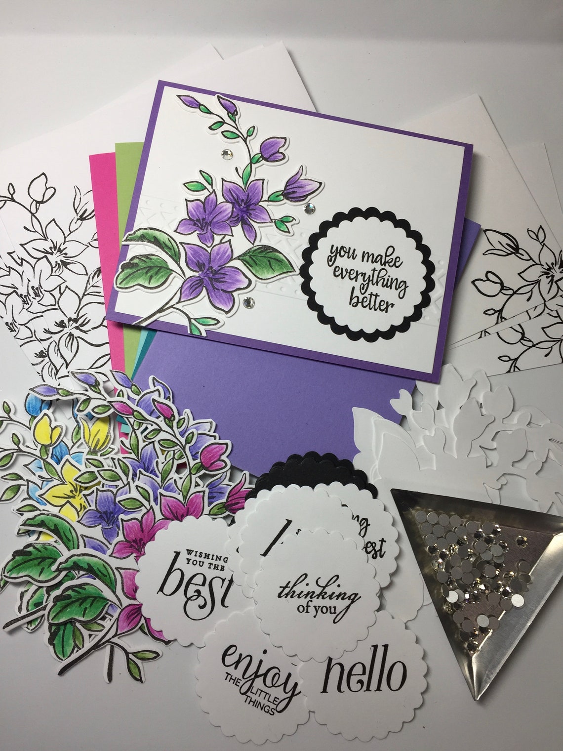 DIY Card Kit Stamped Card Kit Custom Card Kit Die Cut Card - Etsy