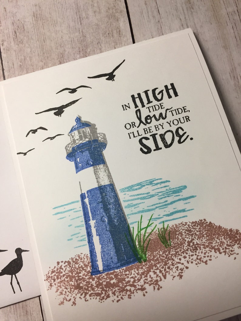 Handmade Card Hand Stamped Card Lighthouse Card - Etsy