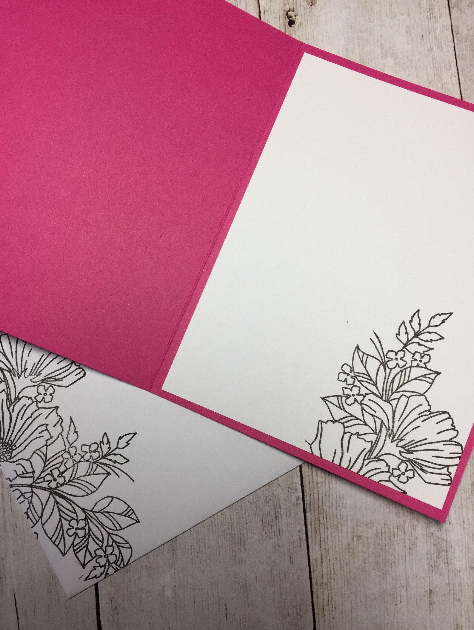 Handmade Card Stamped Card Hand Colored Card Floral Card - Etsy