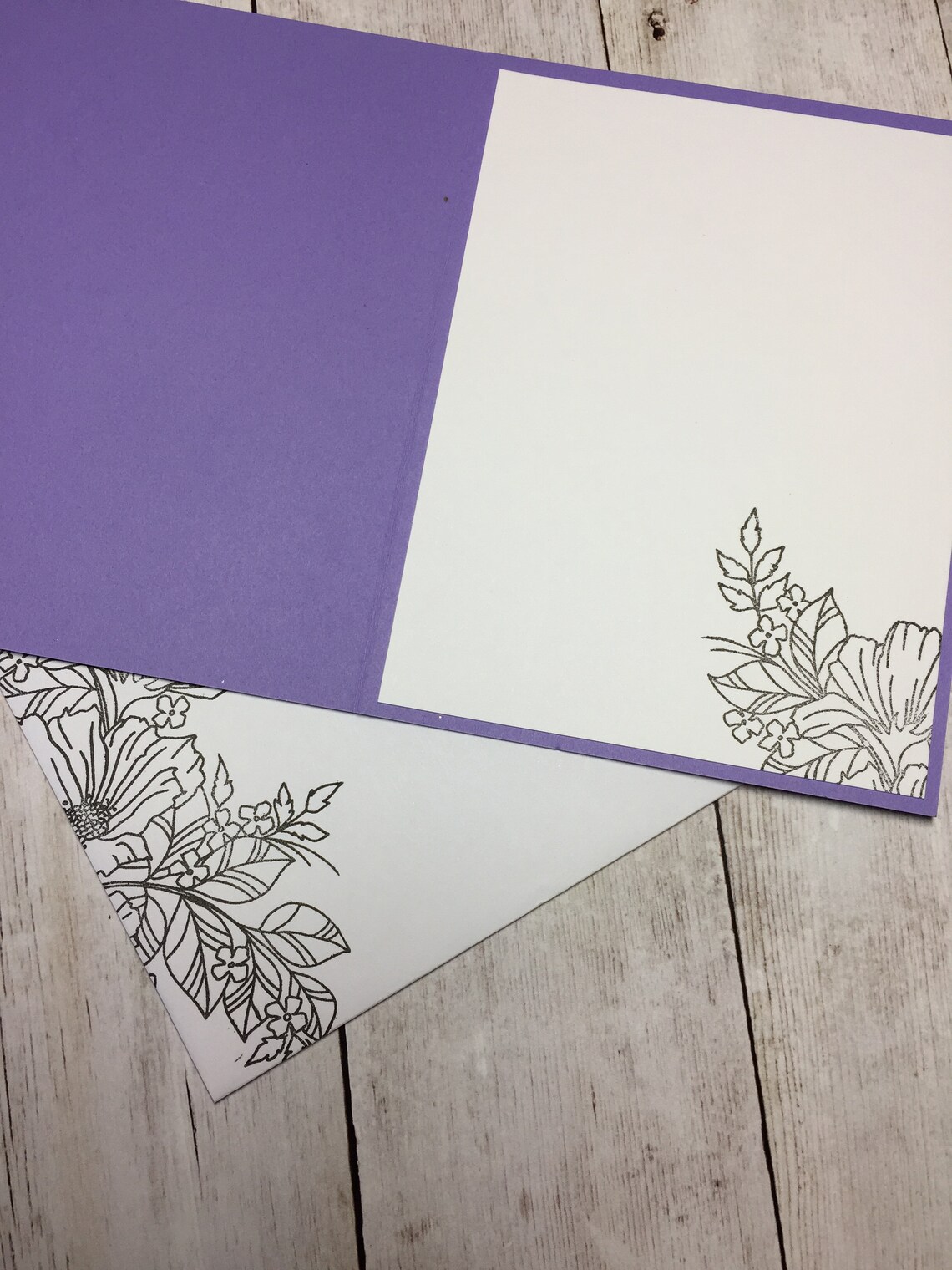 Handmade Card Stamped Card Hand Colored Card Floral Card - Etsy