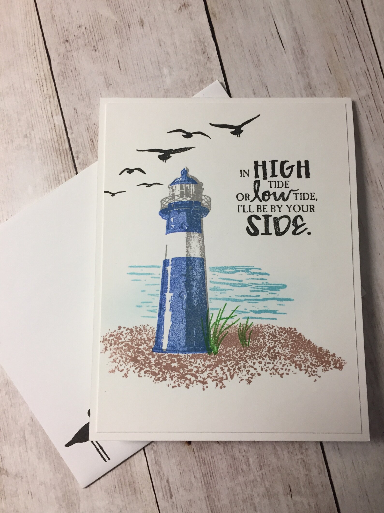 Handmade Card Hand Stamped Card Lighthouse Card - Etsy