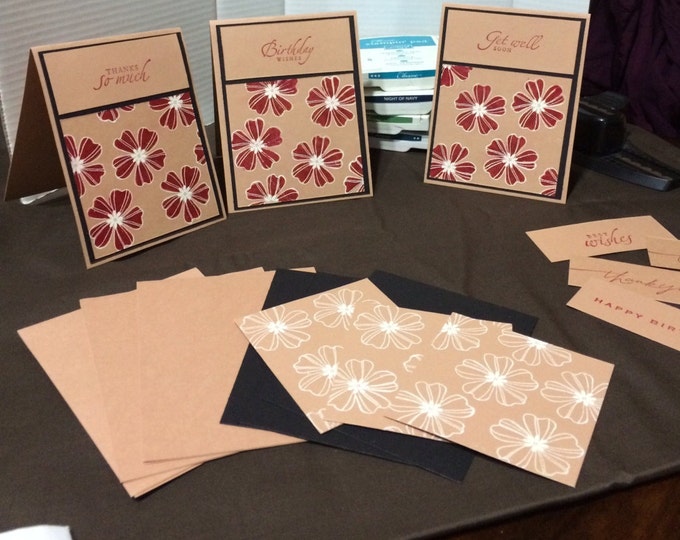 Handmade Card Kit , Hand Stamped Card Kit , Stamped Card Kit, Handmade ...