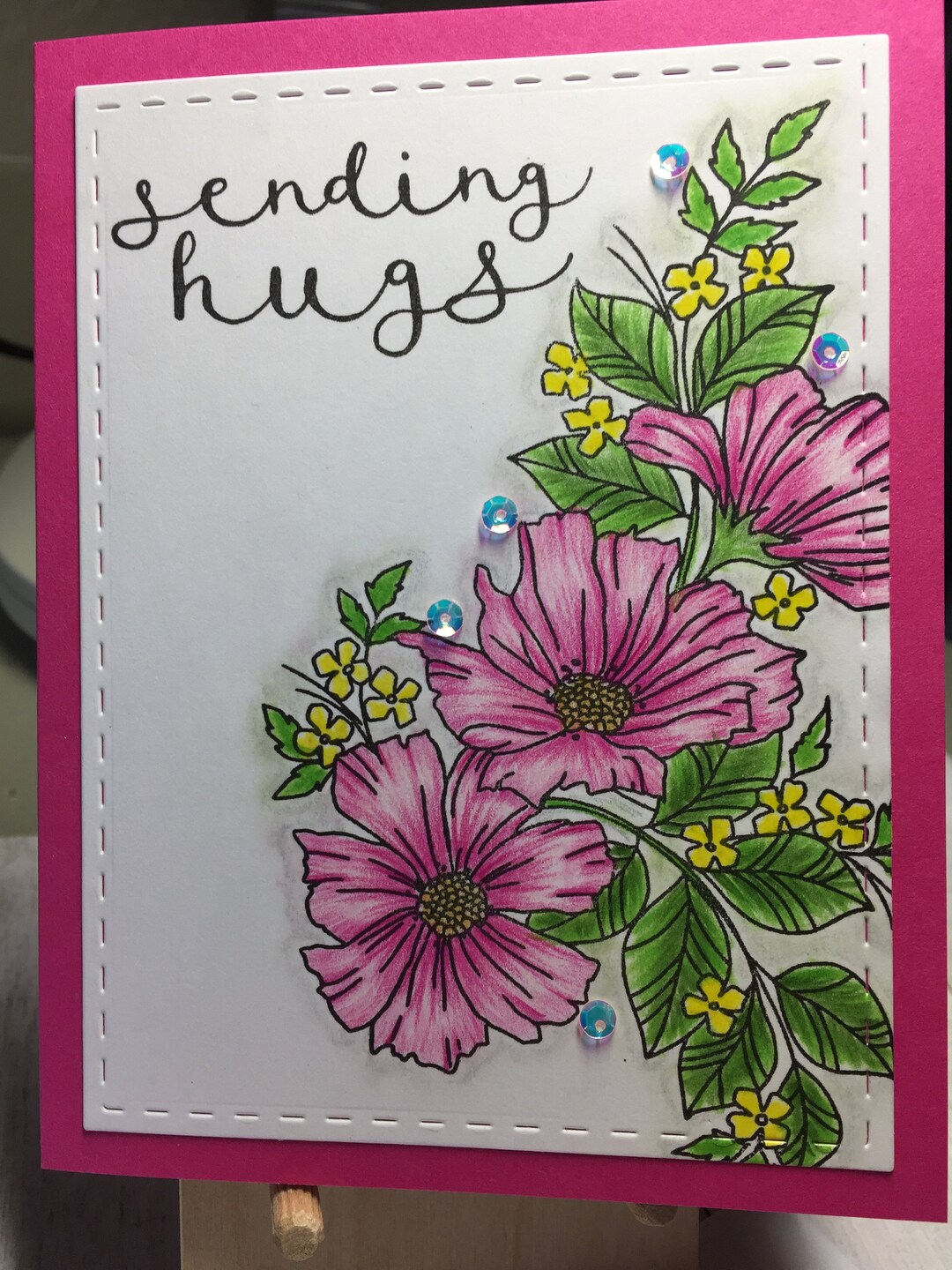 Handmade Card, Stamped Card, Hand Colored Card, Floral Card, Custom ...
