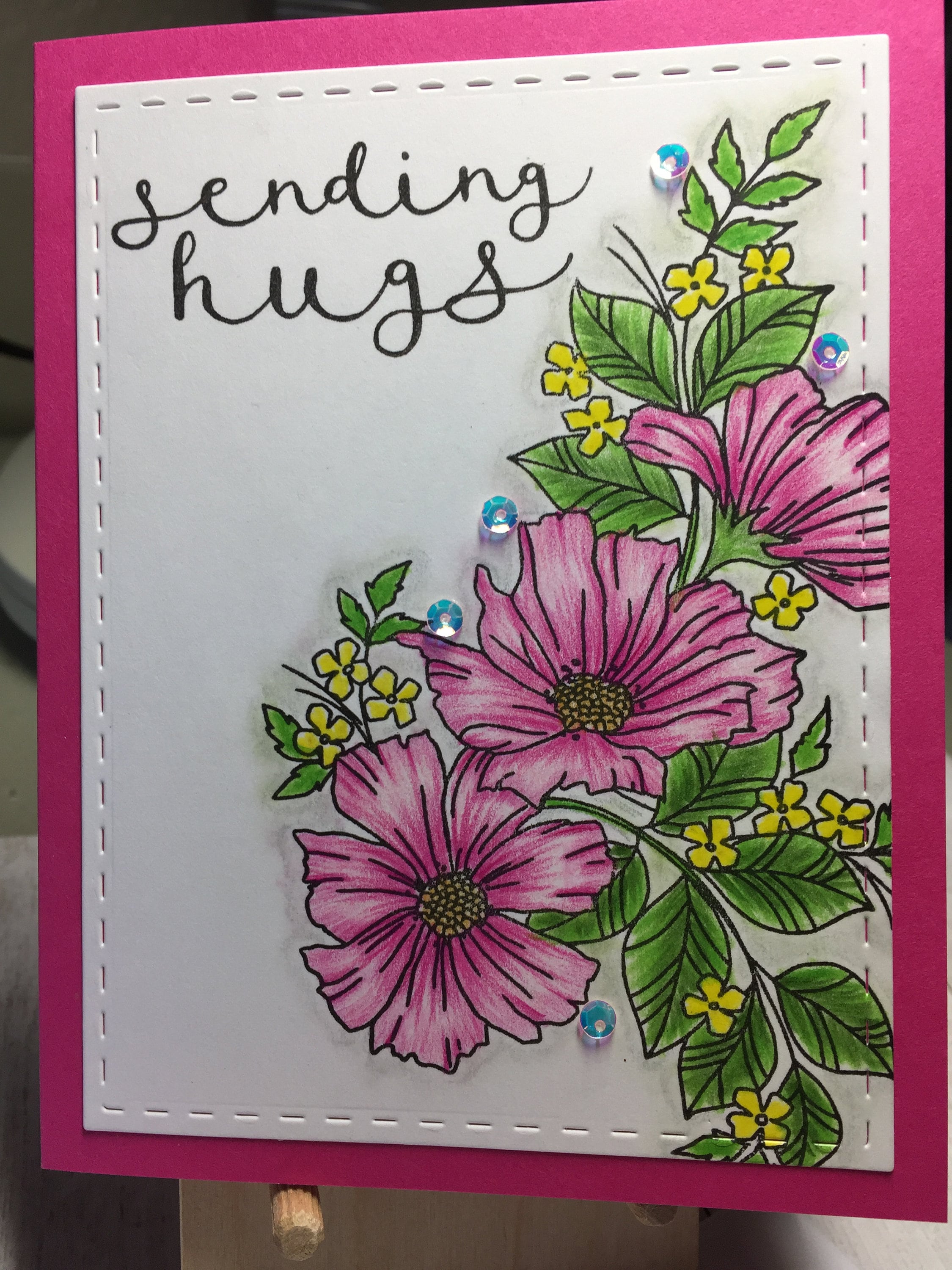 Handmade Card Stamped Card Hand Colored Card Floral Card - Etsy