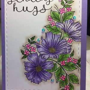 Handmade Card, Stamped Card, Hand Colored Card, Floral Card, Custom ...