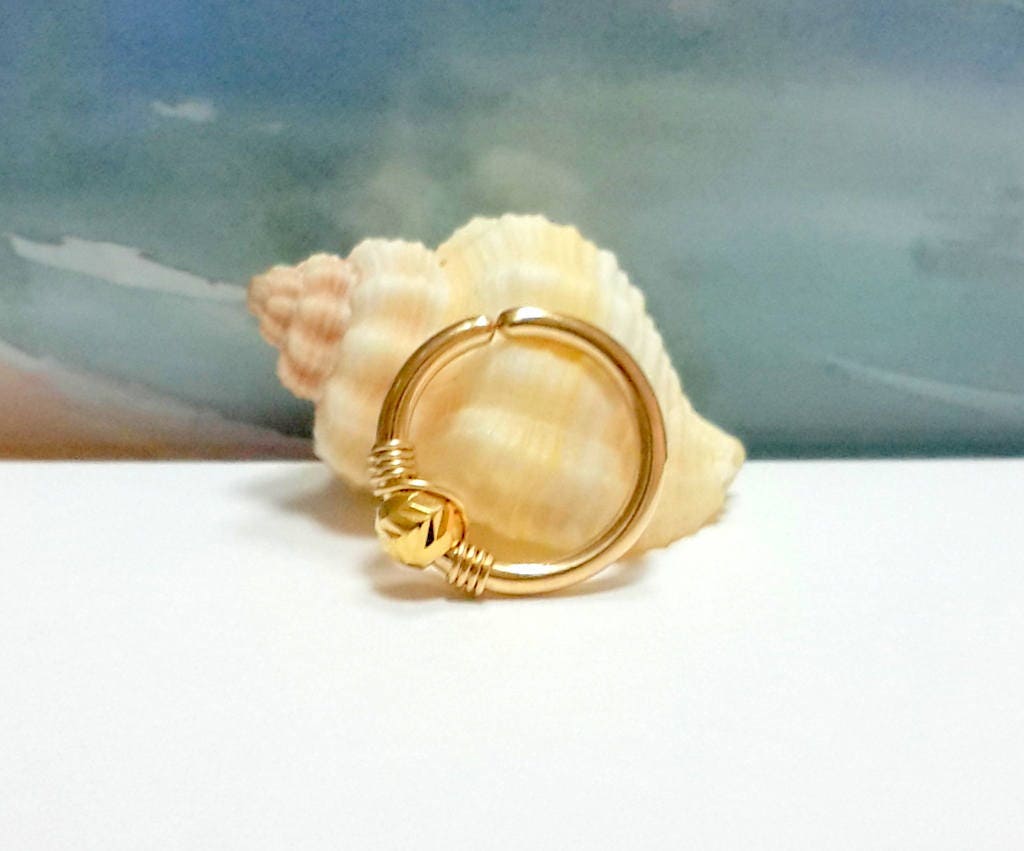 SALE 14g 16g 18g 14K Yellow Gold Filled Beaded Conch Ring - Etsy