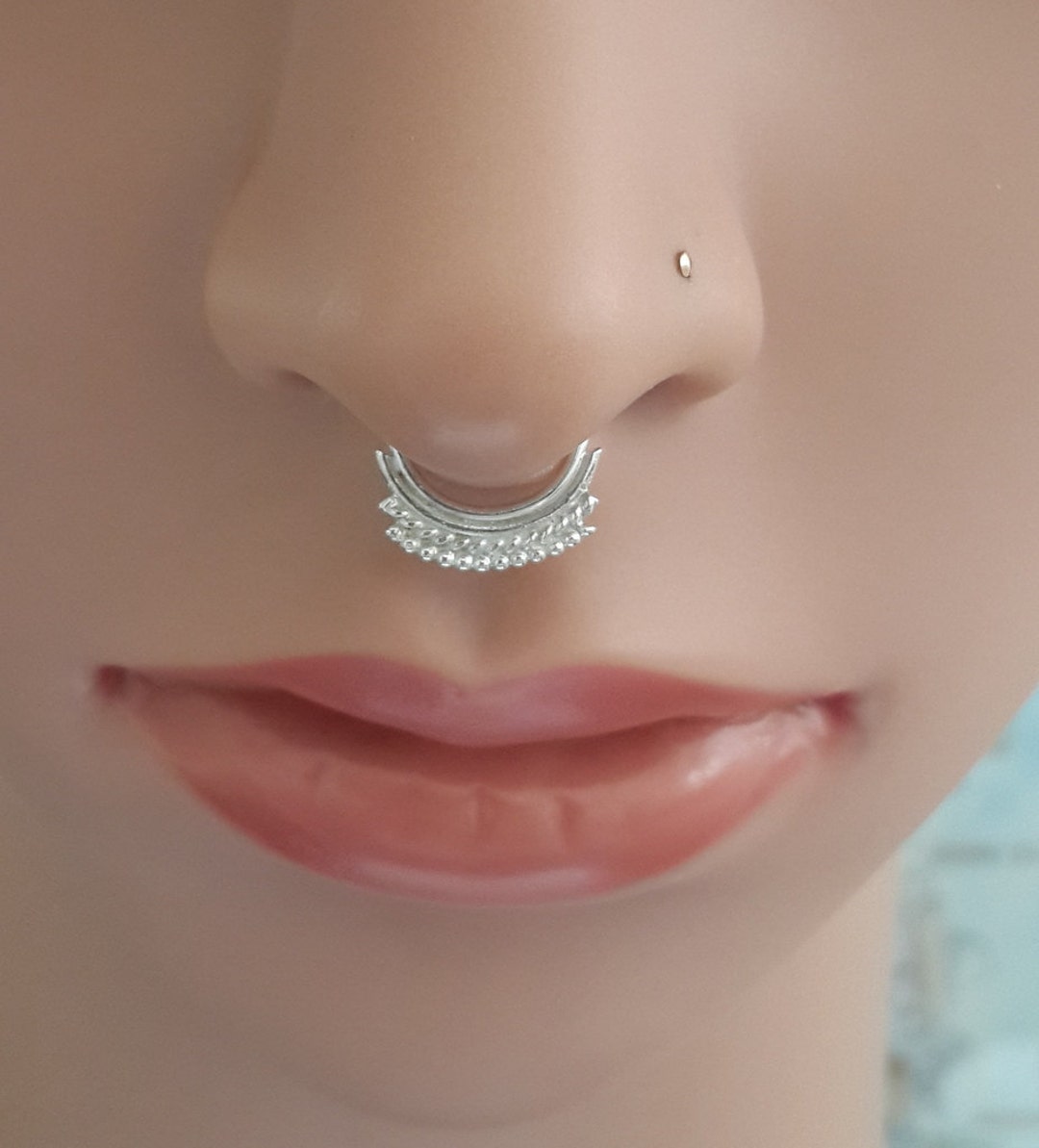 Sterling Silver Septum Ring With Silver Balls - Indian Hippie Style ...