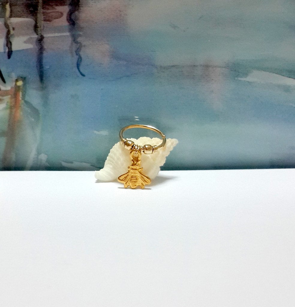 14K Gold Filled Bee Helix Hoop925 Sterling Silver Bee - Etsy