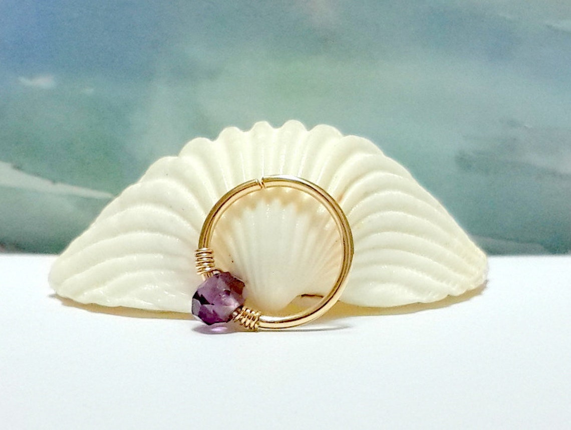 Amethyst Tragus Hoop Silver Tiny Tragus Ring Gold Tragus - Etsy