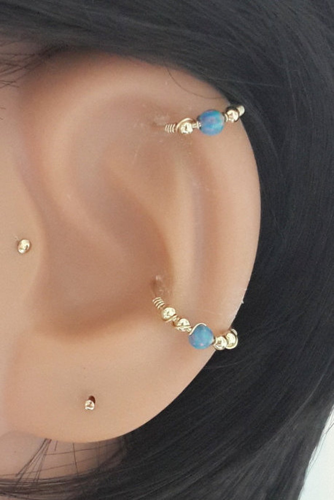 Marine Opal Conch Piercing,gold Conch Earring,silver Conch Ring,opal ...