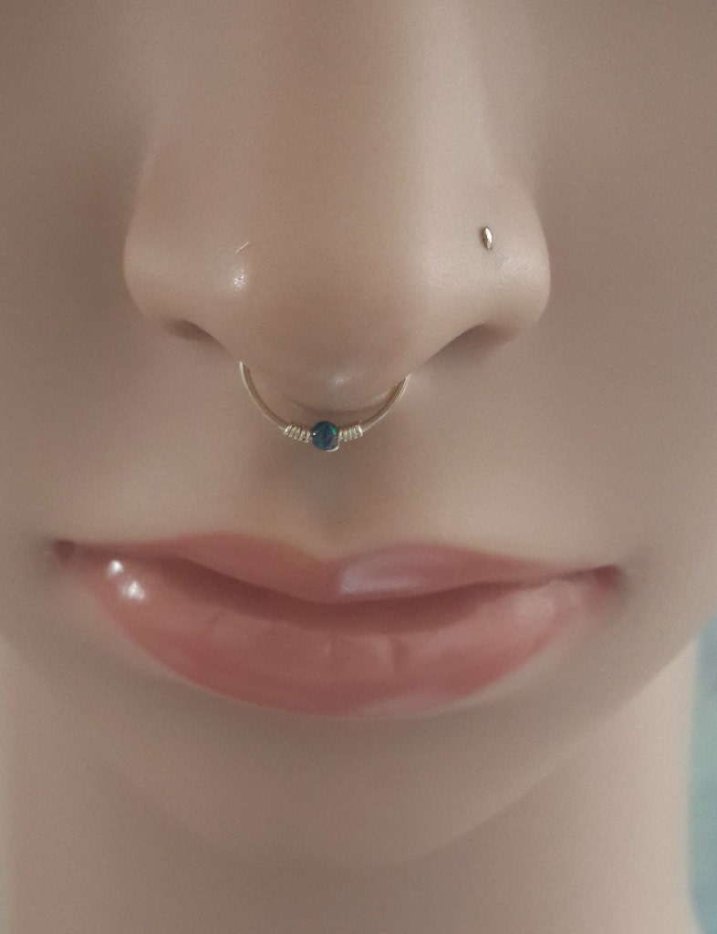 SALE Green-Blue Opal 2mm septum ringnose piercing20 22 | Etsy