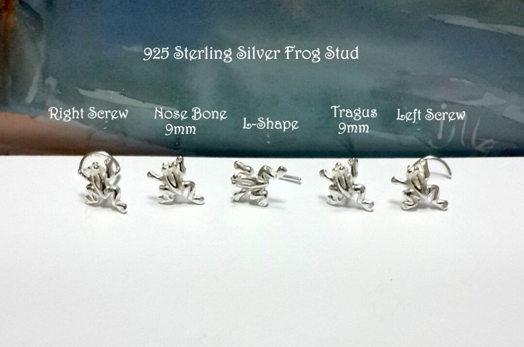 22g 20g 18g 16g Sterling Silver Frog Nose Stud, Tragus Stud, 925 Silver ...