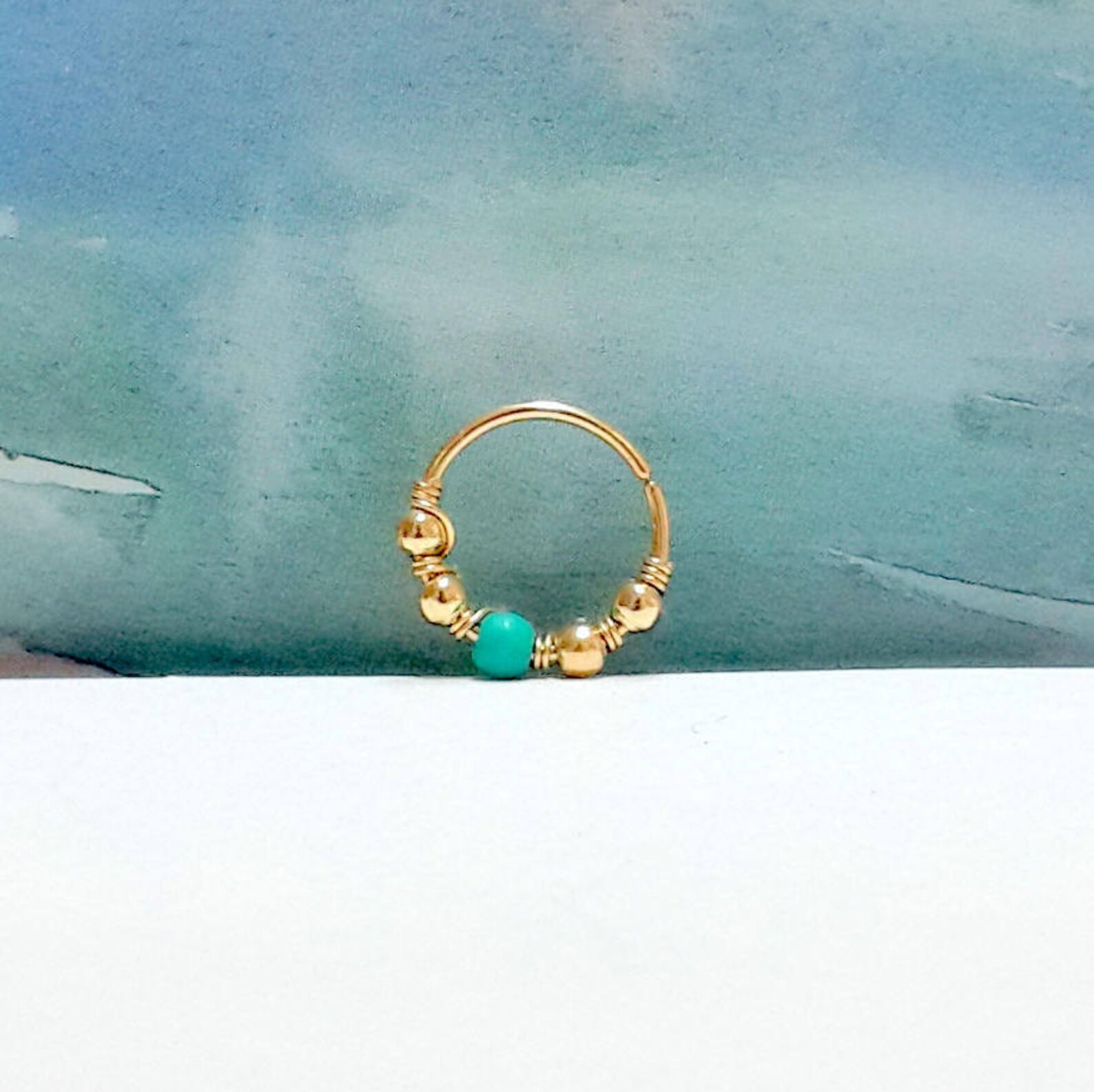 Natural Turquoise 2-3mm Conch Ring Gold Conch Ring Silver - Etsy