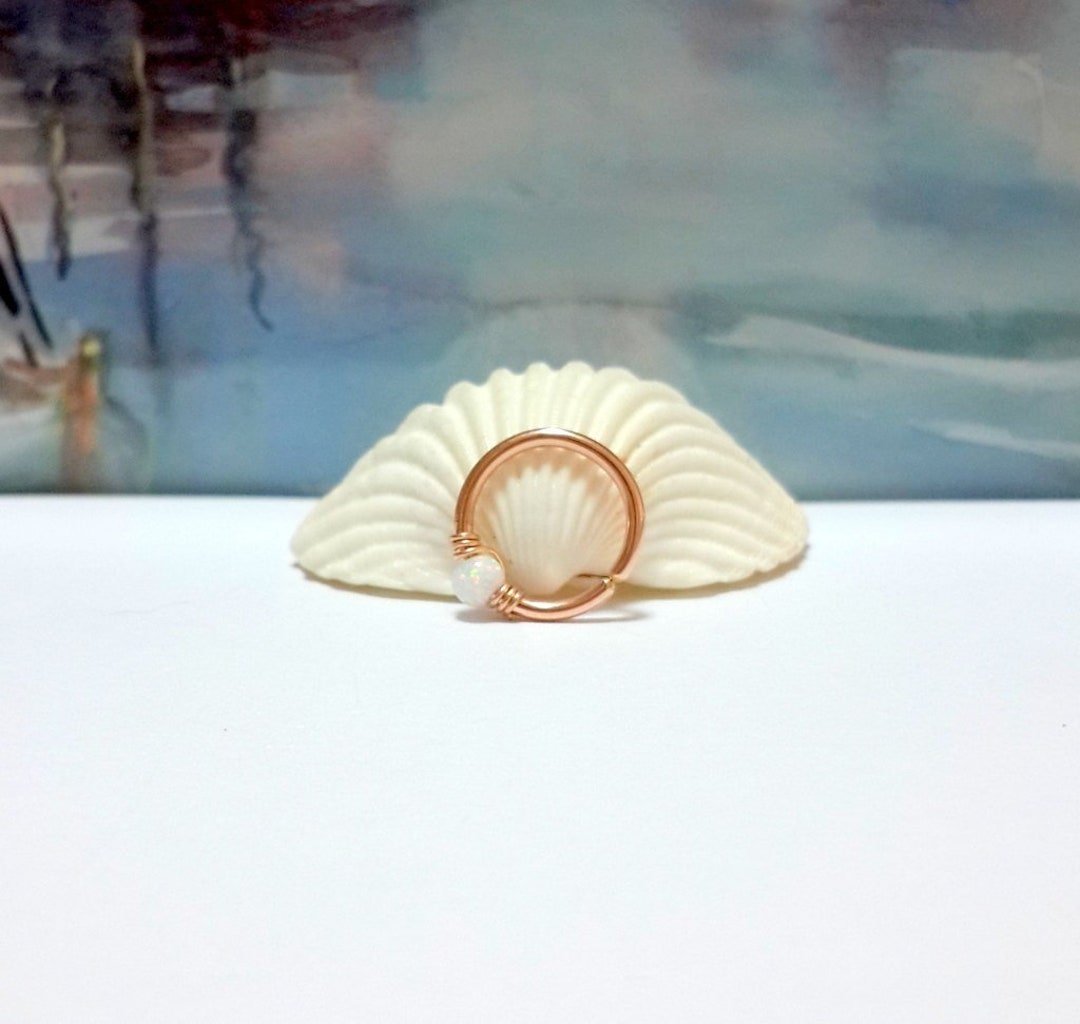 SALE -rose Gold Filled Fire Snow White Opal 3mm Cartilage Earring-gold ...