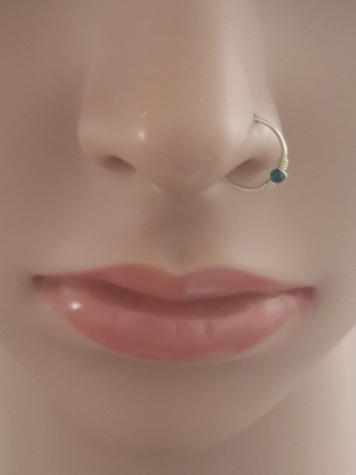 SALE Green-Blue Opal 2mm septum ringnose piercing20 22 | Etsy