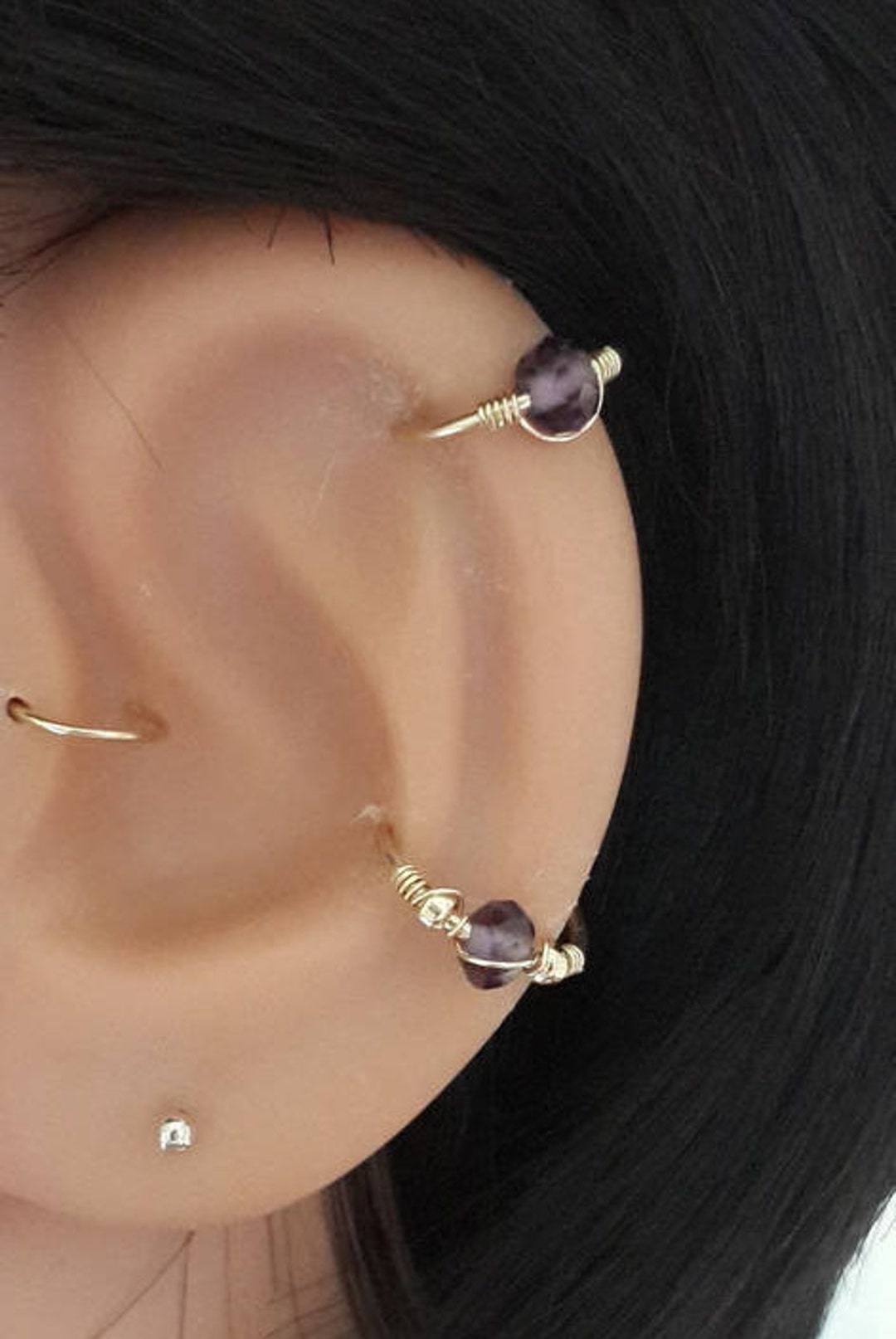 Amethyst Conch Piercing Gold Conch Earring Silver Conch - Etsy